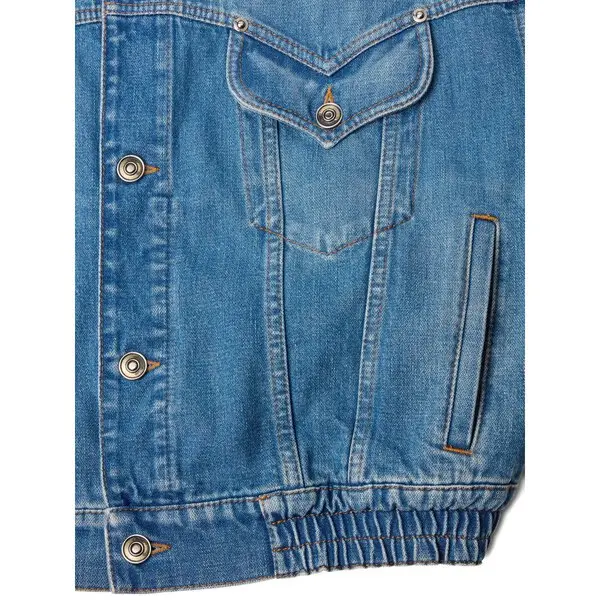 Versace Denim Jacket With Embossed Logo And Medusa Hardware - Blue