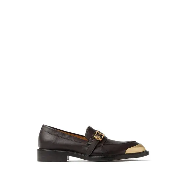 Versace Primo Leather Loafers With Medusa Hardware - Brown