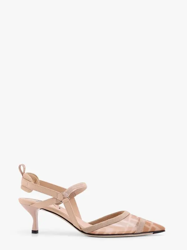Fendi Colibrì Leather And Mesh Slingback With Ff Motif - Multicolor