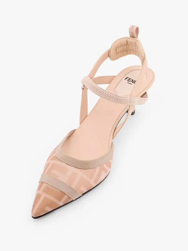 Fendi Colibrì Leather And Mesh Slingback With Ff Motif - Multicolor