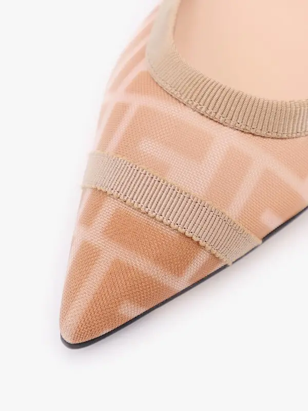 Fendi Colibrì Leather And Mesh Slingback With Ff Motif - Multicolor