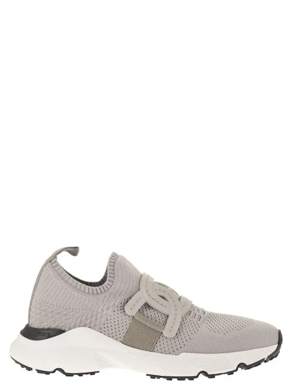 TOD'S Kate Technical Knit Sneakers With Chain Detail - Gray