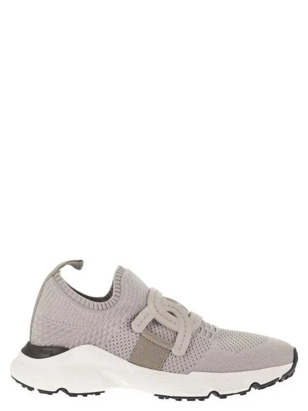 TOD'S Kate Technical Knit Sneakers With Chain Detail - Gray