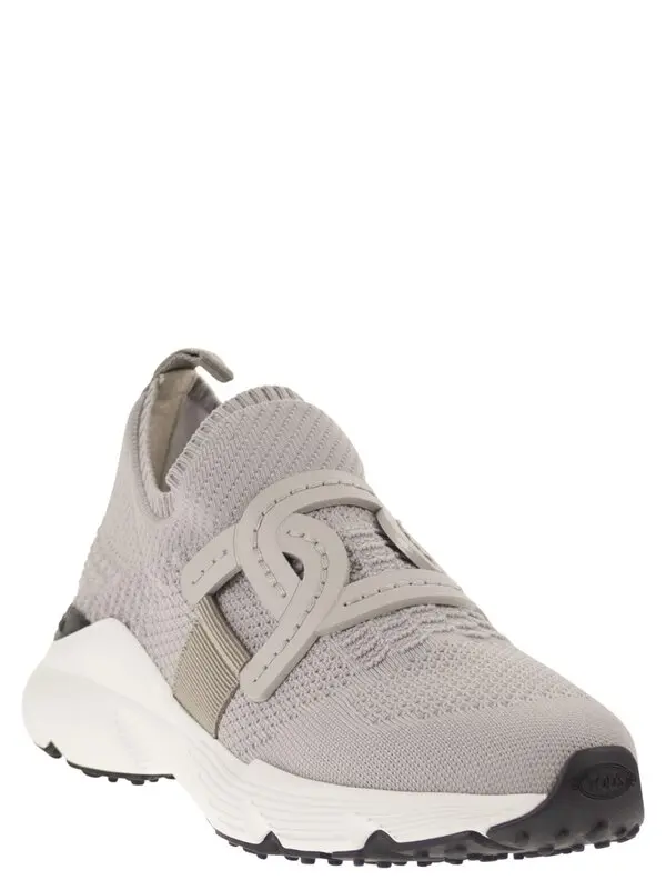 TOD'S Kate Technical Knit Sneakers With Chain Detail - Gray
