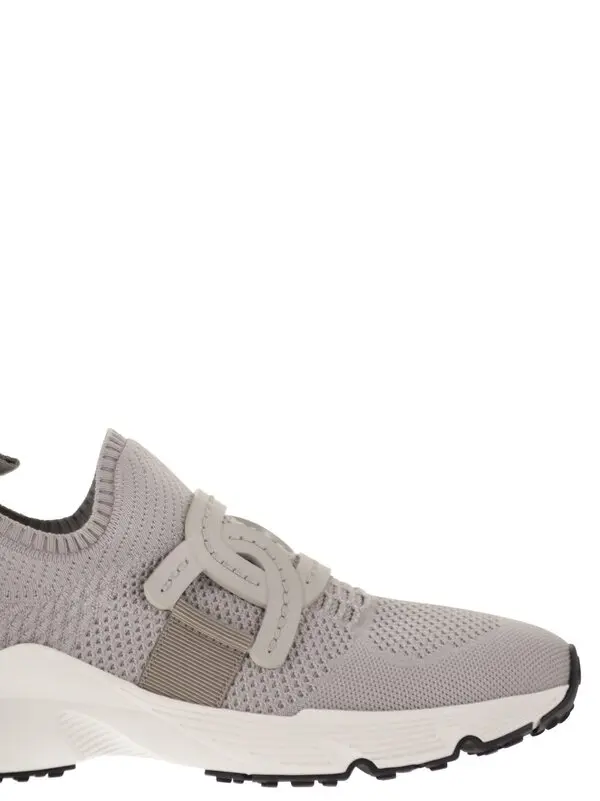 TOD'S Kate Technical Knit Sneakers With Chain Detail - Gray