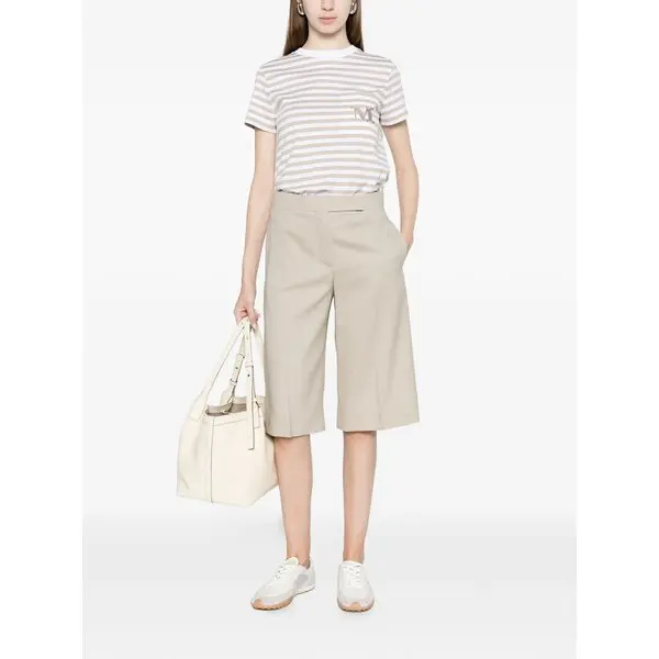 Max Mara Knee-length Pleated Shorts In Neutrals