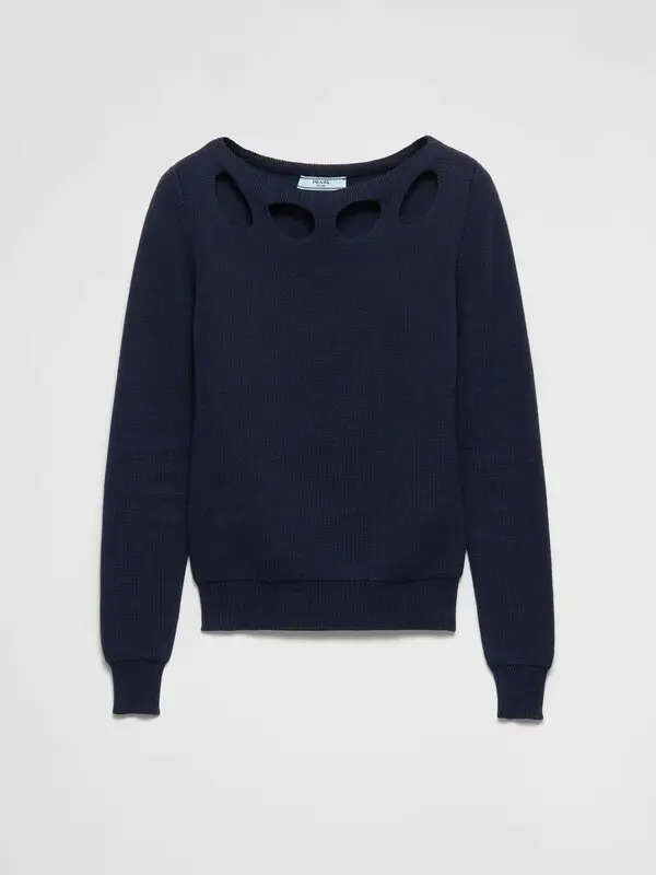 Prada Cut-out Wool Pullover - Blue