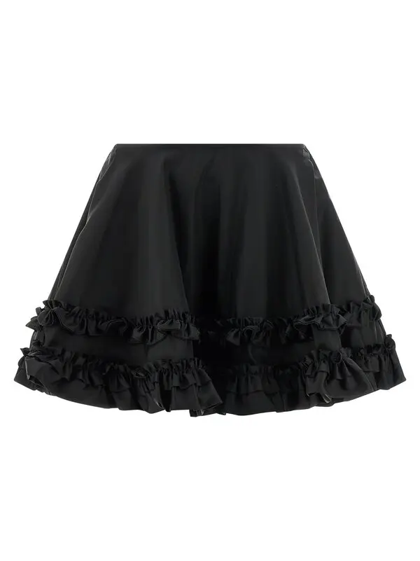 GANNI Duchesse Nylon Mini Frill Skirt - Black