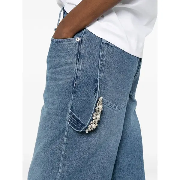 Simone Rocha Denim Cuffed Straight-leg Cropped Jeans