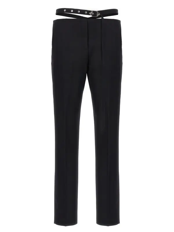 Attico Belted Virgin Wool Trousers - Black