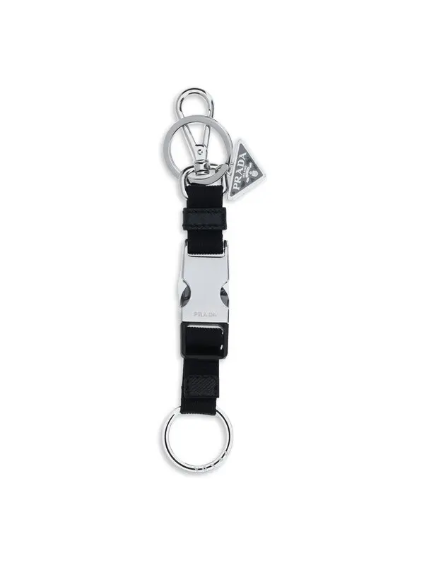 Prada Fabric Keyring With Embossed Logo Buckle
