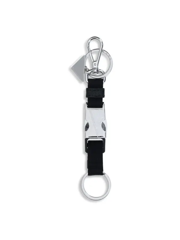 Prada Fabric Keyring With Embossed Logo Buckle