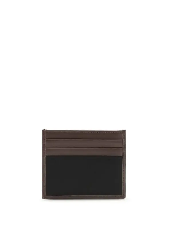 Prada Leather And Fabric Card Holder - Brown