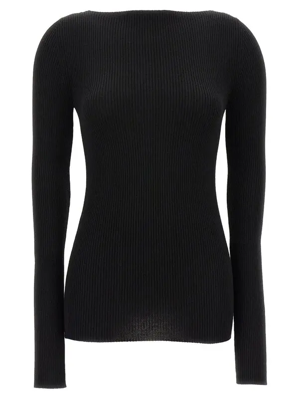 Rick Owens Al Top' Ribbed Wool Sweater - Black