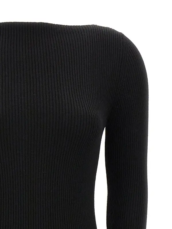 Rick Owens Al Top' Ribbed Wool Sweater - Black