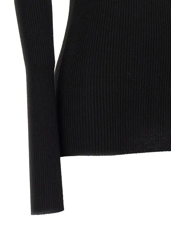 Rick Owens Al Top' Ribbed Wool Sweater - Black