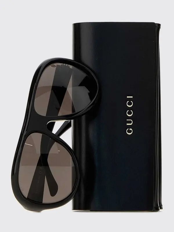 Gucci Oval Acetate Sunglasses With Gold Tone Interlocking G Detail