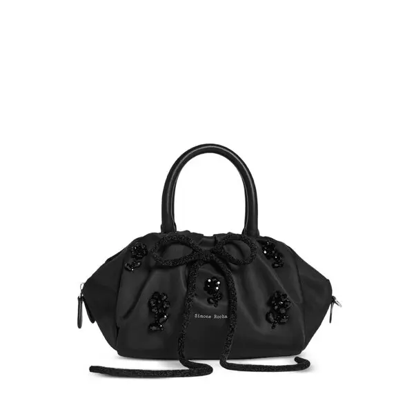 Simone Rocha Embroidered Flower Detail Top Handle Bag - Black