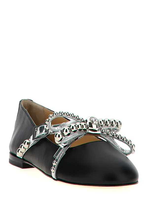 Mach & Mach Crystal Embellished Leather Ballet Flats