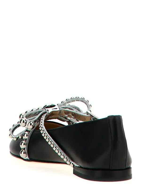 Mach & Mach Crystal Embellished Leather Ballet Flats