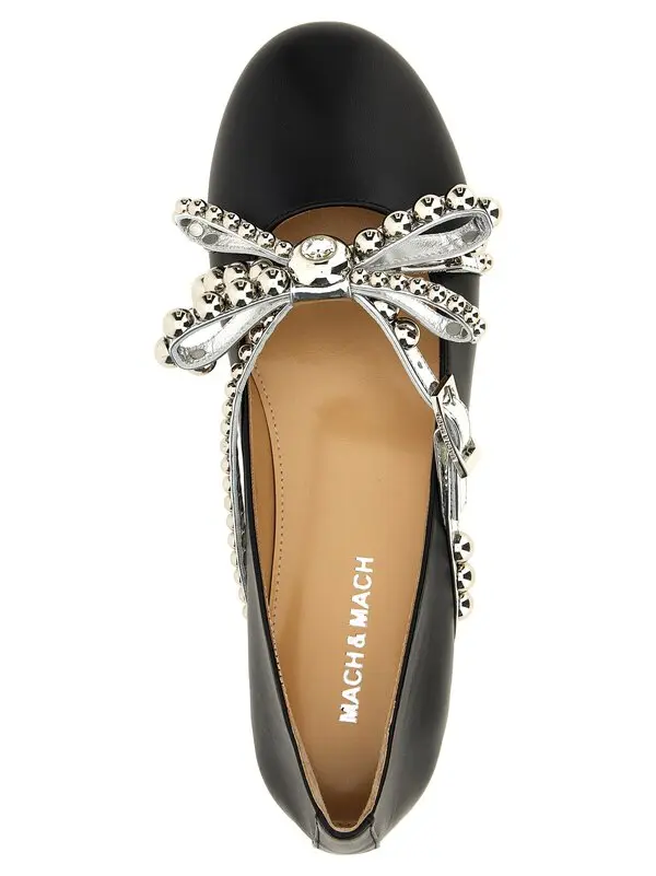 Mach & Mach Crystal Embellished Leather Ballet Flats