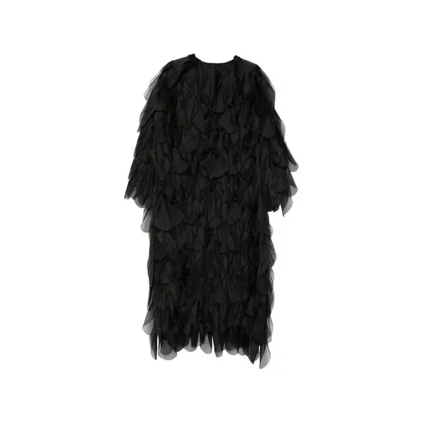Max Mara Silk Ruffled Cape - Black