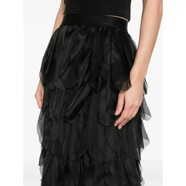 Max Mara Silk Tiered Ruffled Maxi Skirt