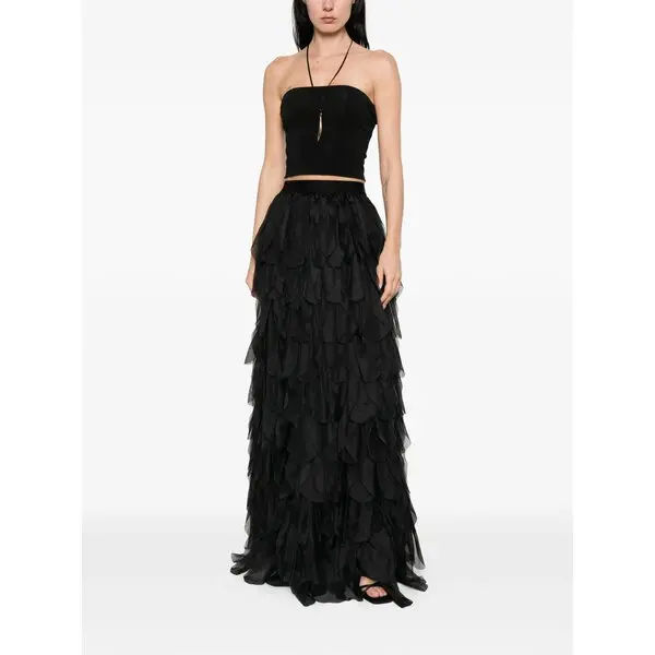 Max Mara Silk Tiered Ruffled Maxi Skirt
