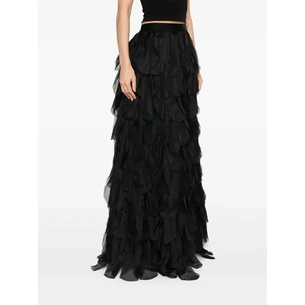 Max Mara Silk Tiered Ruffled Maxi Skirt