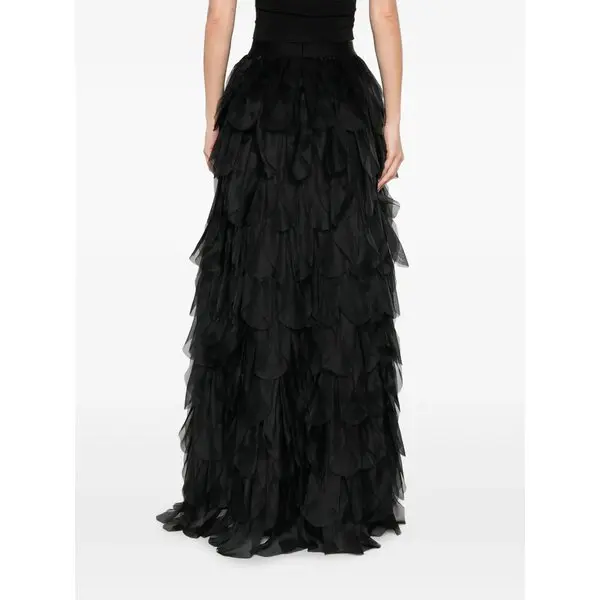 Max Mara Silk Tiered Ruffled Maxi Skirt