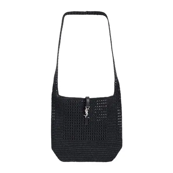 Saint Laurent Raffia Hobo Bag - Black