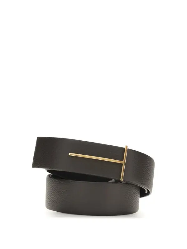TOM FORD Grain Leather Slim T Reversible Belt - Brown
