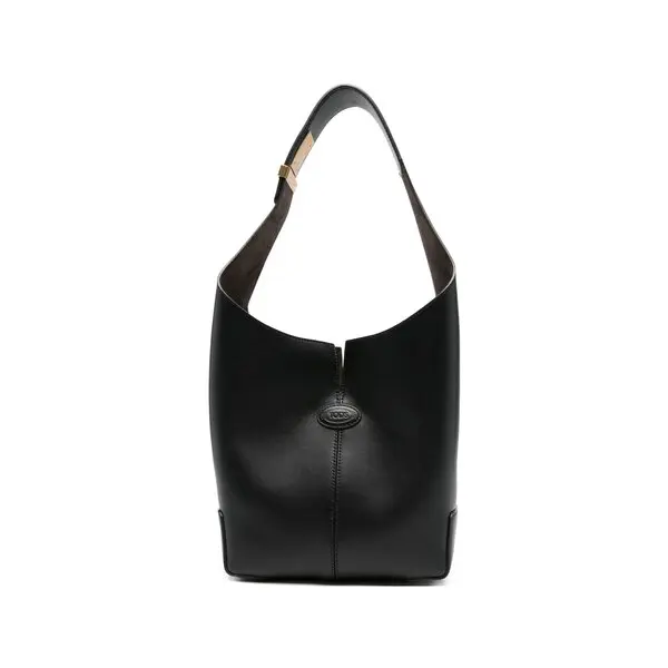 TOD'S Calf Leather Shoulder Bag With Gold-tone Hardware - Black