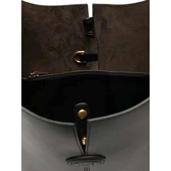 TOD'S Calf Leather Shoulder Bag With Gold-tone Hardware - Black