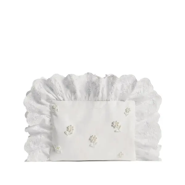 Simone Rocha Embellished Ruffled Clutch Bag - White