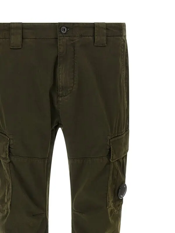 C.P. COMPANY Garment-dyed Stretch Cotton Satin Cargo Pants - Green