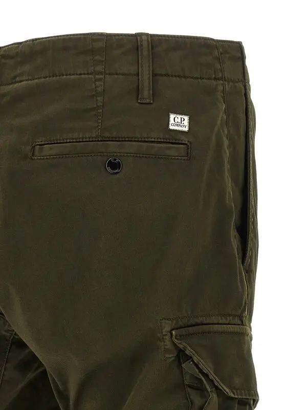 C.P. COMPANY Garment-dyed Stretch Cotton Satin Cargo Pants - Green