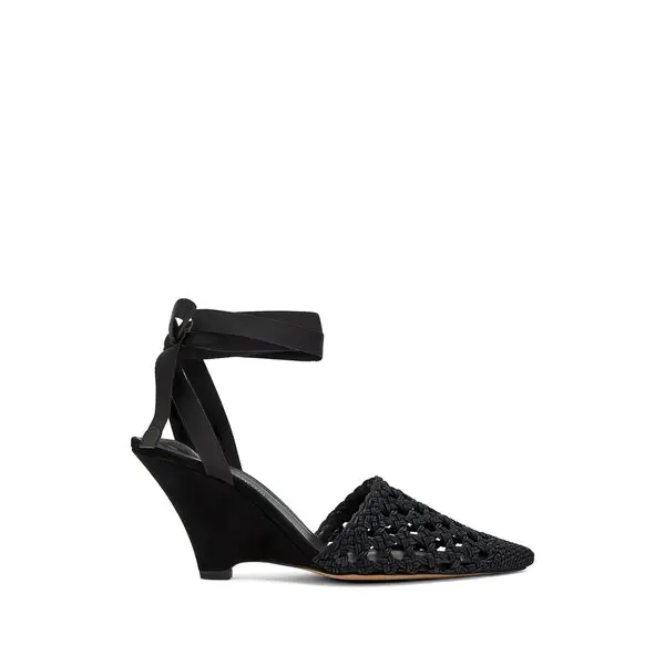Jacquemus Woven Wedge Heel Boots With Tie Fastening - Black