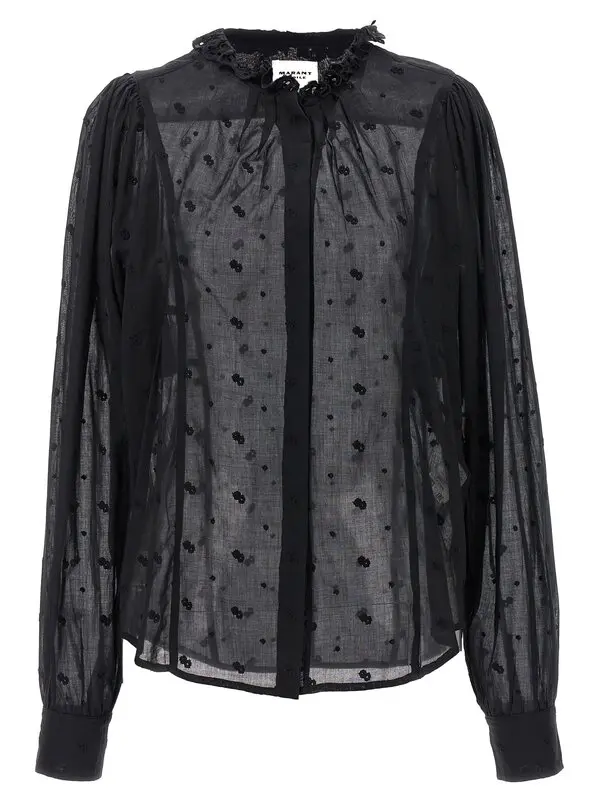 Isabel Marant Étoile Embroidered Cotton Shirt - Black
