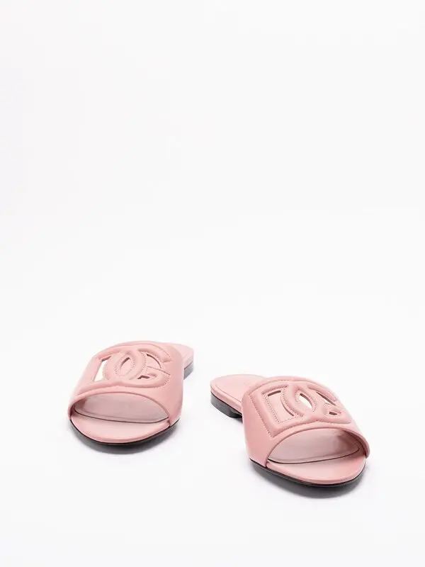 Dolce & Gabbana Calfskin Dg Logo Slides - Multicolor