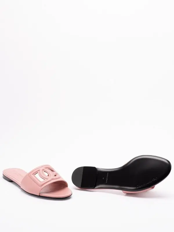 Dolce & Gabbana Calfskin Dg Logo Slides - Multicolor