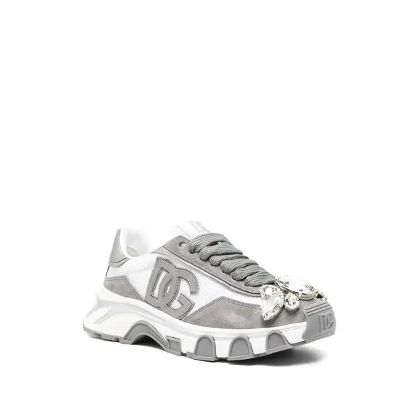 Dolce & Gabbana Embellished Logo Lace-up Sneakers
