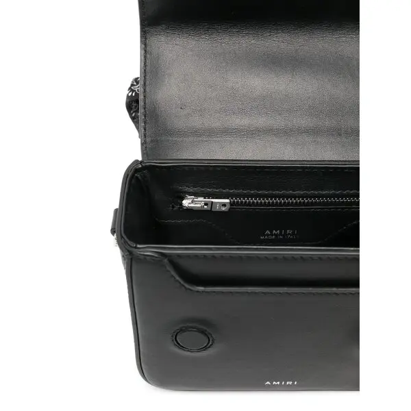 Amiri Leather Vanity Case With Silver-tone Hardware - Black