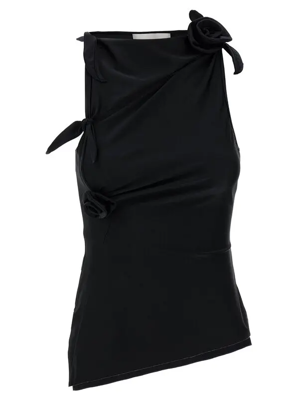 Coperni Sleeveless Asymmetric Flower Top - Black