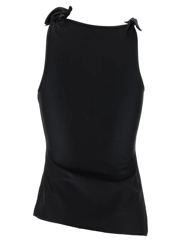 Coperni Sleeveless Asymmetric Flower Top - Black