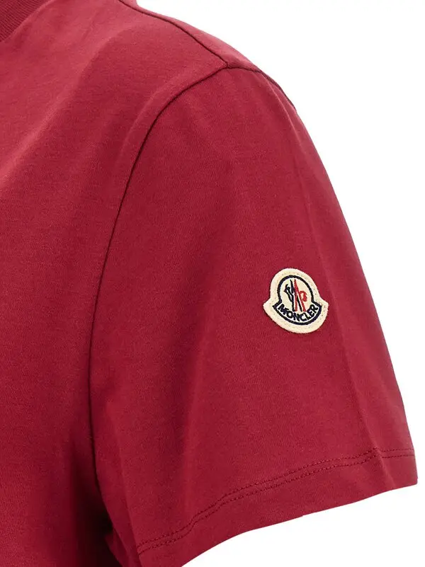 Moncler Logo Embroidery Cotton T-shirt - Red
