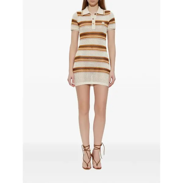Amiri Striped Knit Polo Dress With Open Back