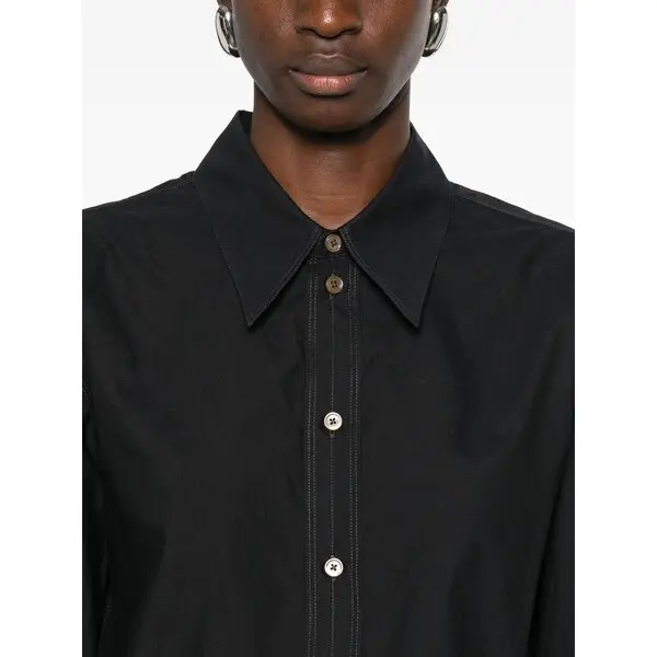 LEMAIRE Pointed Collar Long Sleeve Shirt - Black
