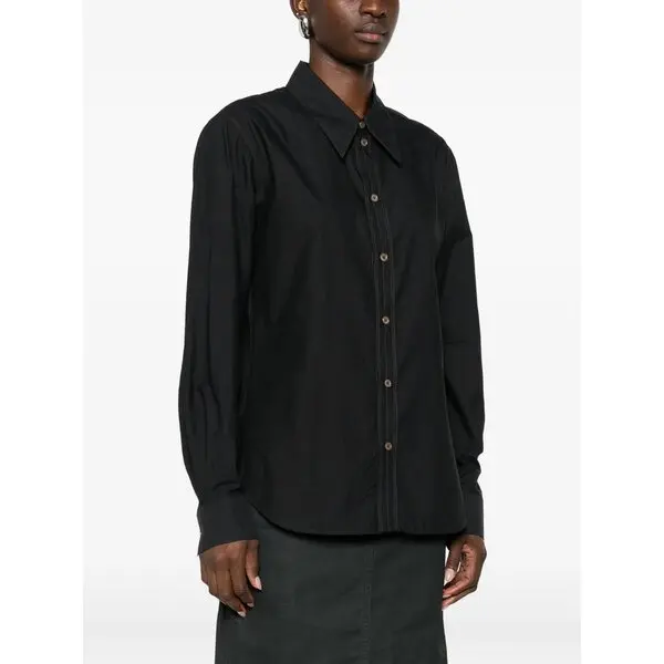 LEMAIRE Pointed Collar Long Sleeve Shirt - Black