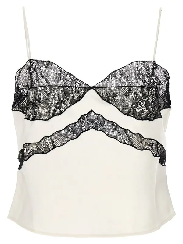 Andamane Narcisa Satin Top With Lace Inserts